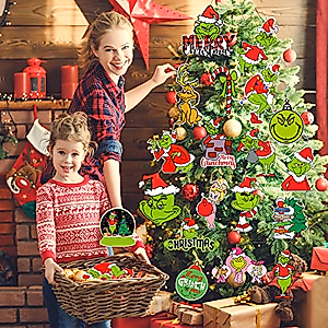 60Pcs Grinch Christmas Tree Decorations Grinch Tree Ornaments - Christmas Tree Hanging Ornament Decorations Grinch Whoville Christmas Ornaments Decorations for Christmas Tree Indoors Home Decor