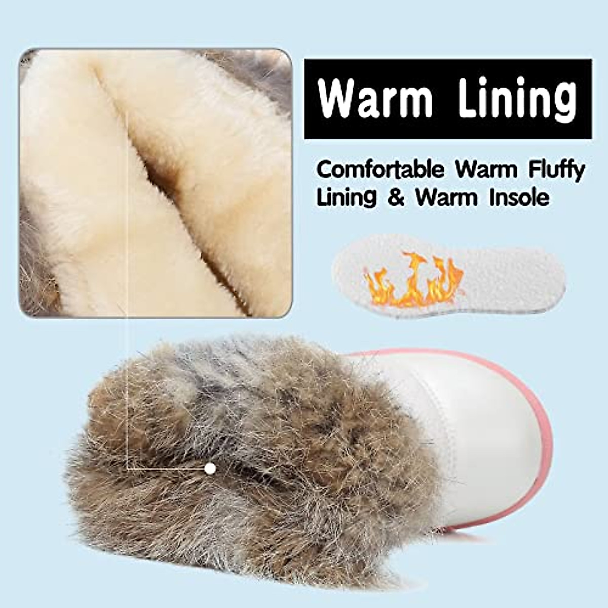 CIOR Toddler Snow Boots for Girls Boys Winter Warm Kids Button Boots Outdoor Shoes TXA-88-White-26