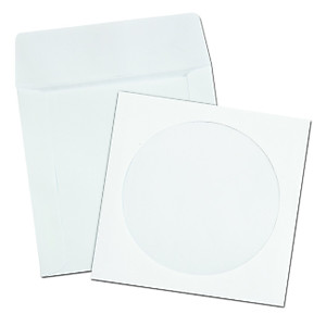 Quality Park Paper CD/DVD Sleeve, Ungummed, White, 4.825 x 5, 250 per Box, (62905)