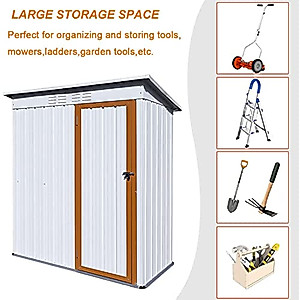 Small Shed Outdoor Storage Shed 5 x 3 FT Outside Storage Sheds,Metal Tool Shed Garden Shed Yard Storage Outdoor Shed Outdoor Storage Cabinet [No Floor Included]