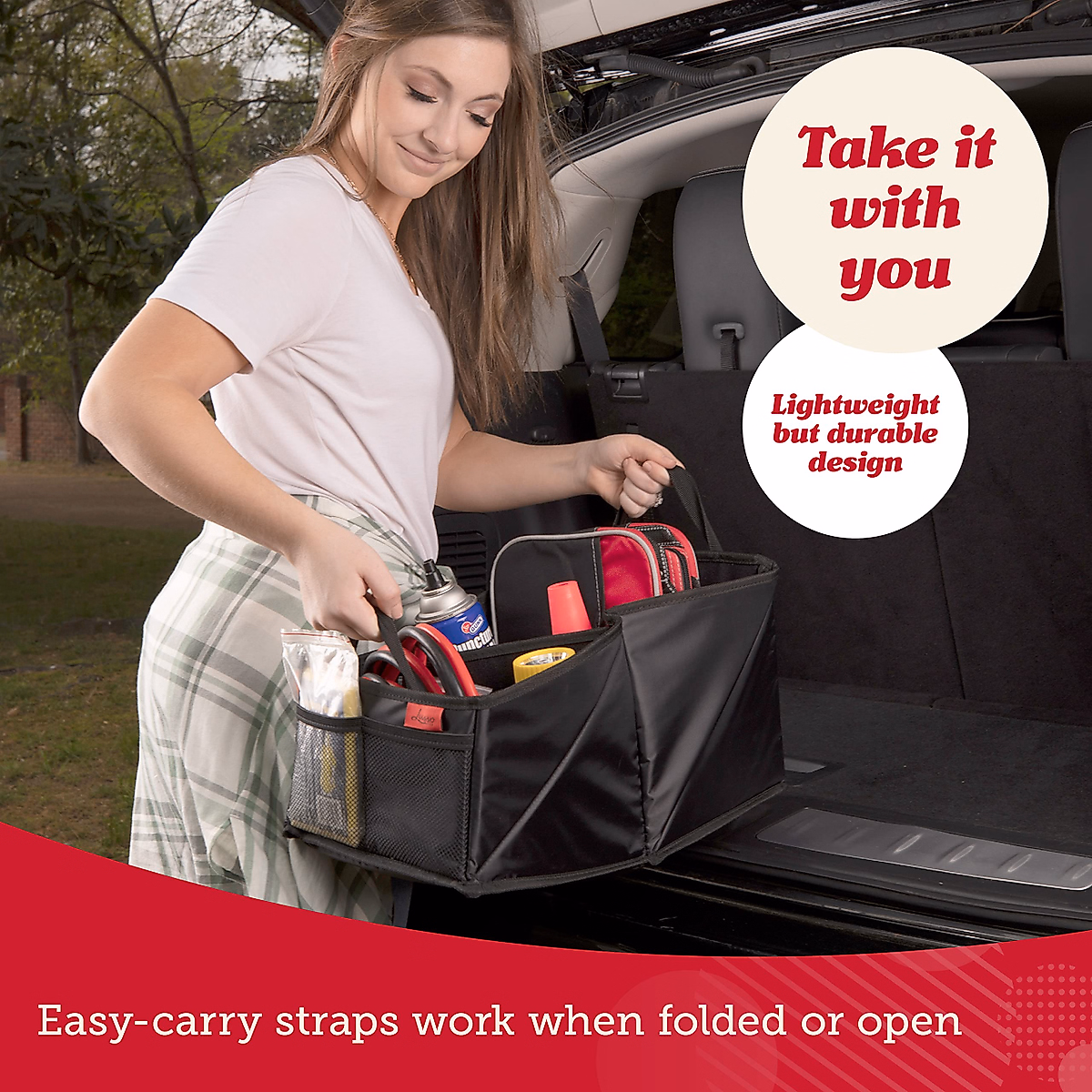 Lusso Gear Car Seat Organizer with Cup Holders for Front, Back, Passenger Seats, Truck and Van, 9 Auto Storage Compartments for Travel Organization of Trunk, Seats, Mobile Office (Black)