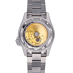 MOMENTUM Men's Aquamatic IV Automatic Dive Watch | 200M Water Resistance | Sapphire Crystal | Glass Back | SuperLuminova Luminous | Self-Winding (Black Dial | Hyper Rubber Band)