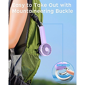 ASNUG Portable Handheld Fan, Mini Portable Fan, 2000mAh Rechargeable USB Fan, 3 Speed Personal Small Desk Fan, Strong Airflow, Super Quiet, Pocket Fan with Carabiner for Girl Women Home Outdoor Indoor
