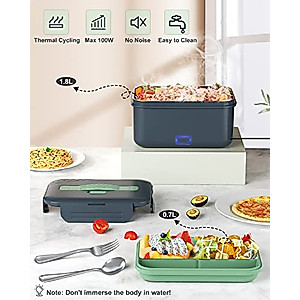 Monteka Electric Lunch Box Food Heater Upgrade 60/80/100W Double Layer Portable Food Warmer, 12V/24V/110V Heated Lunch Box for Adults Car Truck Home with 1.8L Removable Stainless Steel Container