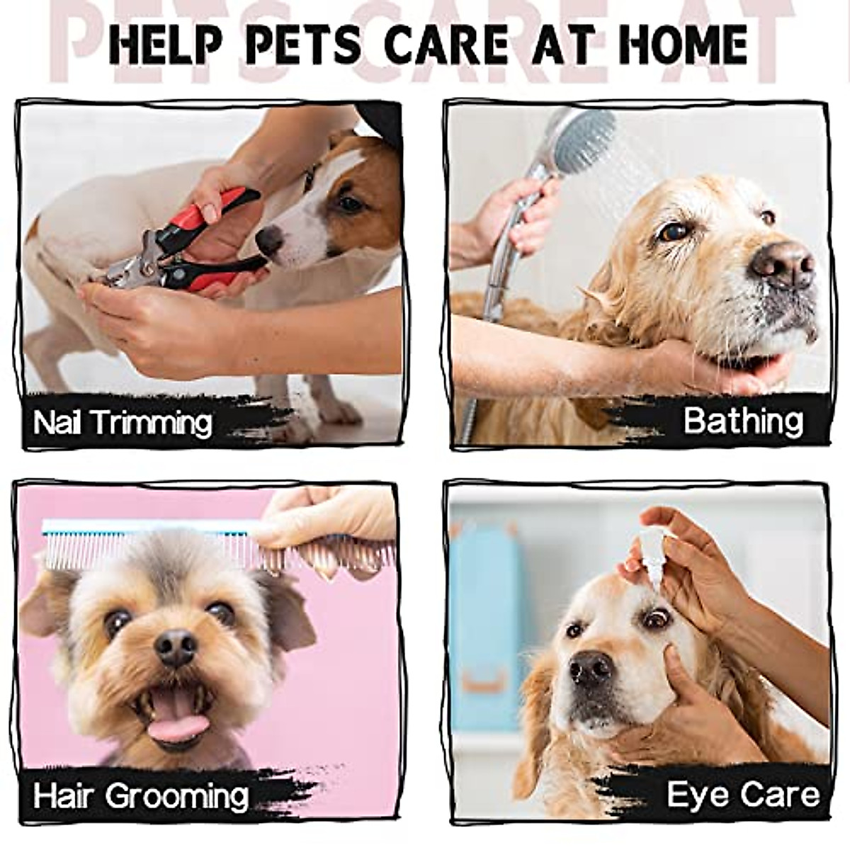 Supet Dog Grooming Hammock for Dog and Cat, Relaxation Pet Grooming Sling Helper, Breathable Pet Grooming Hammock for Nail Trimming, Ear/Eye Car with Nail Clippers/Trimmers/Scissors Black