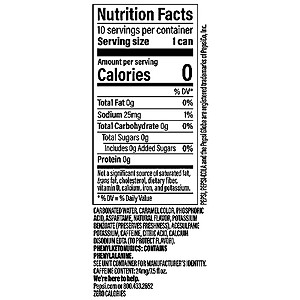 Pepsi Zero Sugar Soda, 7.5 Ounce Mini Cans, (10 Pack) (Packaging May Vary)