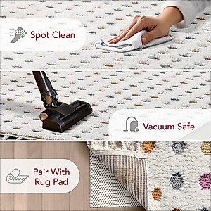 nuLOOM Behati Polka Dot Kids Tasseled Area Rug, 8x10, Ivory