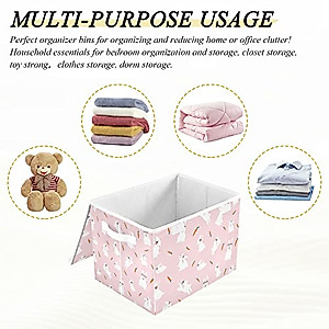 innewgogo Easter Bunnies Storage Bins with Lids for Organizing Cube Cubby with Handles Oxford Cloth Storage Cube Box for Car