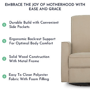 Evolur Raleigh Upholstered Plush Seating Glider Swivel, Rocker, Recliner, Glider for Nursery in Fawn, Greenguard Gold Certified, Modern Nursery Recliner, Environmentally Conscious Glider