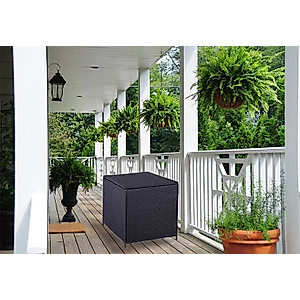 UNITED FLAMES 91 Gallons Outdoor Storage Box Waterproof Deck Box Lightweight All-Weather Wicker Storage Bin for Storing Cushions Garden Tools and Pool Toys Black