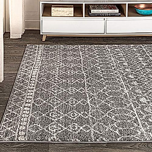 JONATHAN Y MOH209B-3 Izil Moroccan Beni Souk Indoor Farmhouse Area-Rug Bohemian Minimalistic Geometric Easy-Cleaning Bedroom Kitchen Living Room Non Shedding, 3 X 5, Gray,Cream