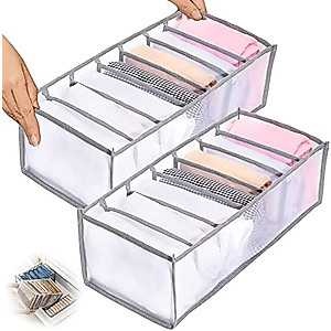 YZYANZI Socks Pants T-shirts Clothes Drawer Organizers Dividers For Drawer Folded Clothes Clothing (7 Packs - 2x Socks Grid-11+ 1 x Bra Grid-6 + 2 x Underwear Grid-7 Small + 2 x Legging Grid-7 Medium)