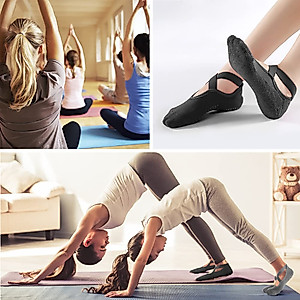 Luckit Yoga Socks with Grips for Women Non Slip Grip Socks Pilates Socks Fitness Socks Anti-Skid Socks for Yoga, Size 5~10 (6 Pairs- Black/Gray)