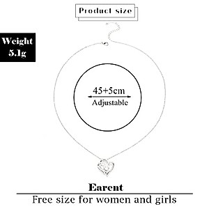 Earent Rhinestone Heart Pendant Necklace Silver Infinity Tiny Necklaces Chain Sparkly Minimalist Neck Chain Jewerly Adjustable for Women and Girls (B-Heart 2)