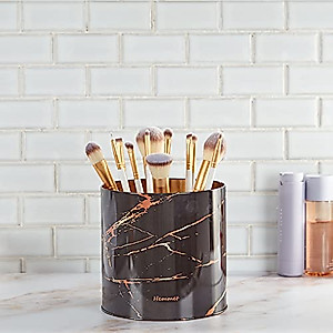 Bathroom Organizer Makeup Organizer Make up Organizator Makeup Brush Holder for Vanity Black Bathroom Accessories Cute Marble Design Metal Tin Storage