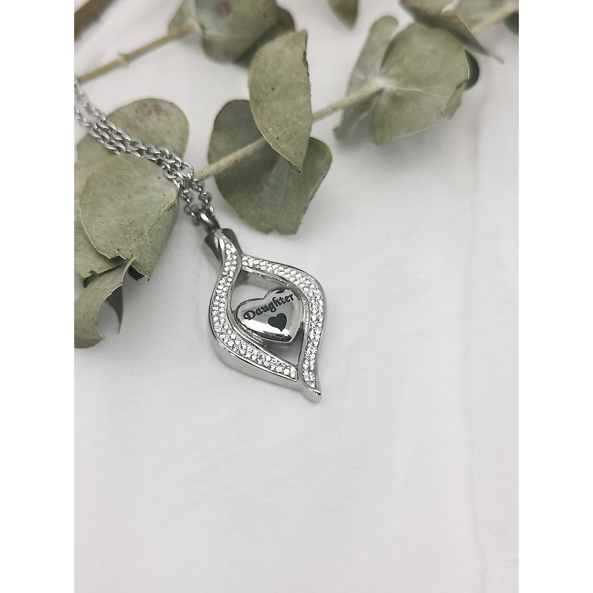 LuxglitterLin Teardrop Eye of My Heart Crystal Cremation Urn Necklace for Brother Ashes Holder Memorial Keepsake Pendant Jewelry