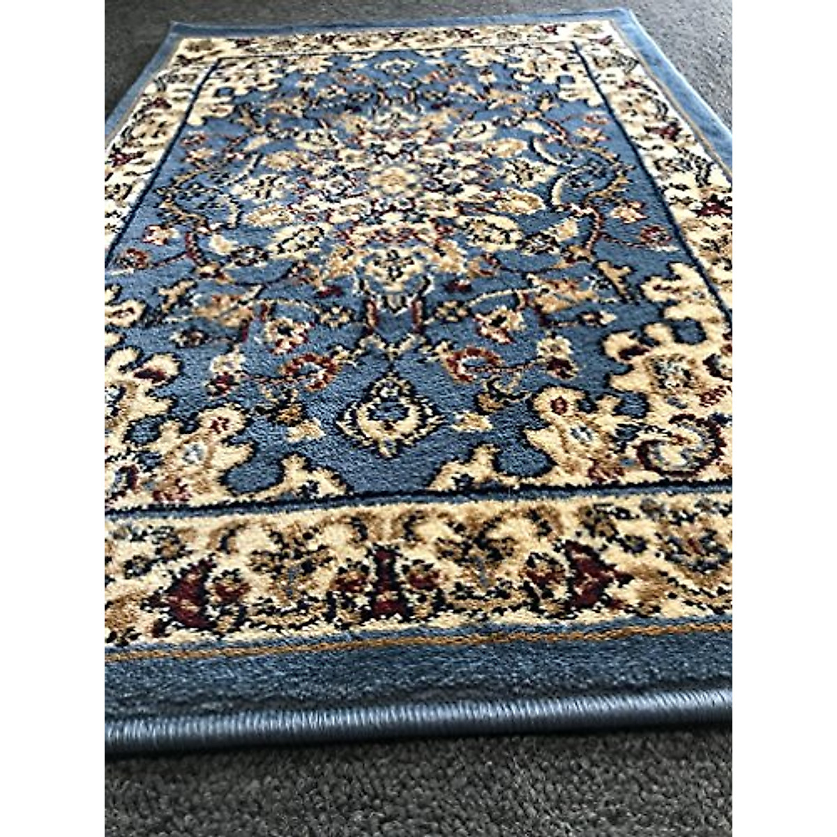 Deir Debwan Traditional Oriental Door Mat Area Rug Blue Persian (330,000 Point) Design 603 (2 Feet X 3 Feet)
