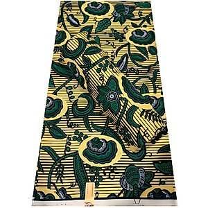 Generic Polyester African Wax Prints Fabrics/Cotton Blend African Wax Print - Green, Ivory-Cream,White,Dark-Blue,Black - Sell by 6 Yards-for Men and Women- for Dresses and Shirt