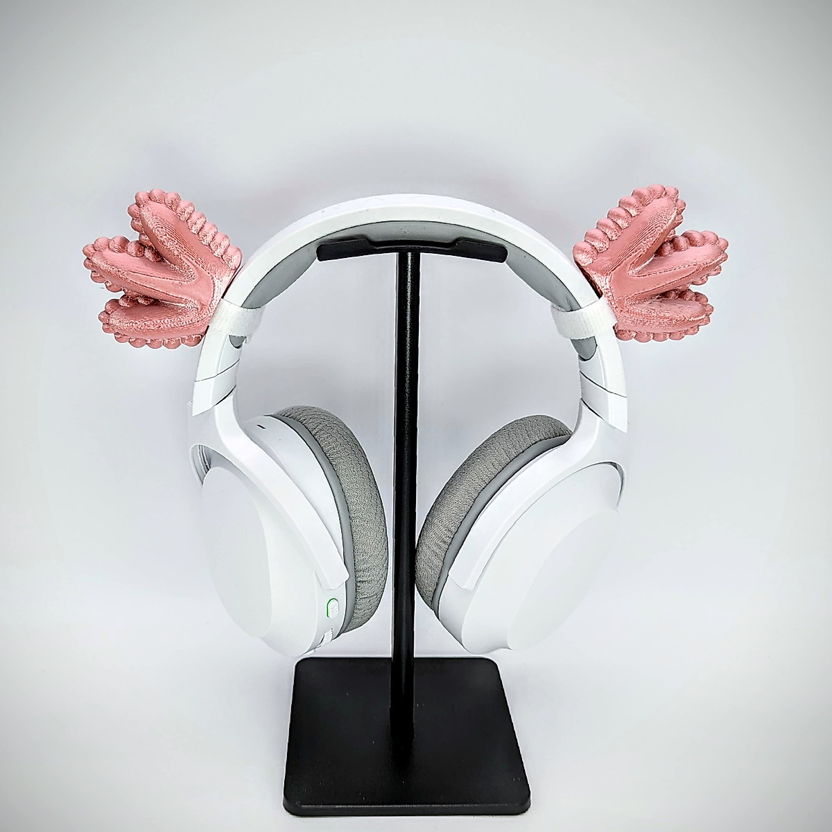 BeamTeam3D Axolotl Ears for Headphones - Small Gills Headphone Attachment in Various Colors with Self Fastener - Cosplay Ears for Gamers and Streamers (Set of 2) (Solid Rose Gold)