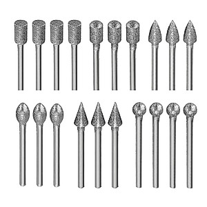 𝐋𝐮𝐨 𝐤𝐞 20 Pcs Diamond Burr Sets, 1/8 Inch Shank Stone Carving Sets Diamond Grinding Bits for Dremel Rotary Tools (120#)