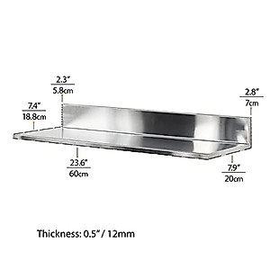 Wallniture Plat Stainless Steel Wall Shelf Heavy Duty Restaurant Bar Cafe & Home Kitchen Organization and Storage Shelf Set of 2 23.60" Silver