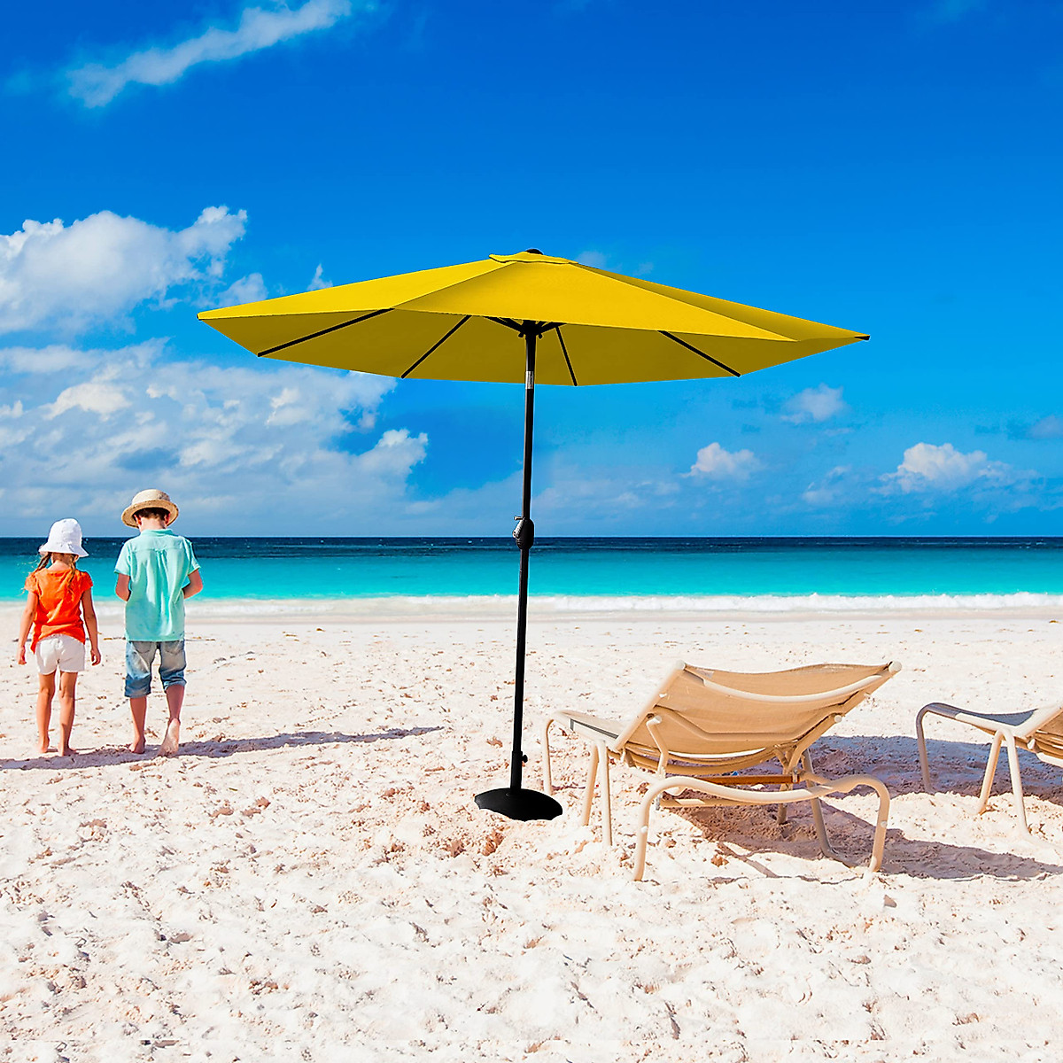 BANNER BUZZ MAKE IT VISIBLE BannerBuzz, Solid Market Umbrella, Topper & Hardware, Tent Fabric, 270 GSM, Dye Sublimation Printing Available in Octagon Shape (Yellow)