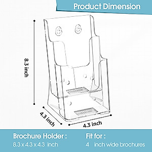 MaxGear Brochure Holder 2 Tier 4x9 inch Brochure Display Stand Flyer Holder Acrylic Brochure Holders Clear Pamphlet Holder Display Stand Literature Holder Wall Mount or Countertop, 2 Pack