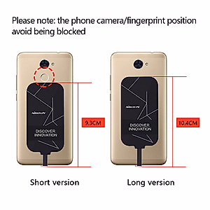 Nillkin Qi Receiver USB C, Thin Wireless Charging Receiver, Type C Wireless Charger Receiver for Galaxy Note 8 Pro/A50/A70/A10s/Xiaomi Note 8/Huawei P30 and Other Type-C Android Phones(Long Version)