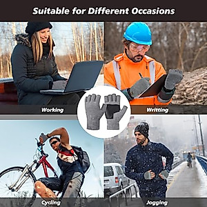 MAYLISACC 2 Pair Half Finger Knit Gloves without Finger Tips Winter, Warm Fingerless Gloves for Typing Stretchy Knit Grey