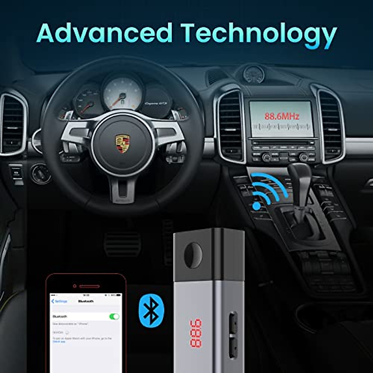 FM Transmitter, Wireless Car Radio Adapter Car Kit Car Kit FM Music Receiver with USB Charger for Phone(1 Pcs)