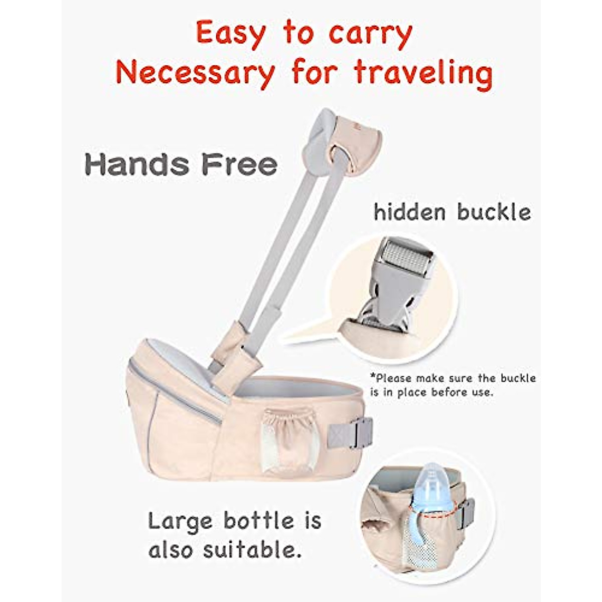 Baby Hip Seat Carrier Baby Waist Stool for Child Infant Toddler with Adjustable Strap Buckle Pocket Soft Inner Huge Storage (Dark Blue)