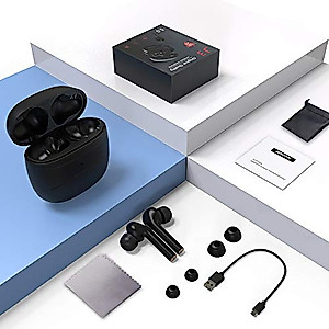 Wireless Earbuds Bluetooth 5.0 Headphones Touch Control in-Ear Wireless Earphones with Charging Case Microphone Noise Cancelling Deep Bass Waterproof Headset for Android iOS iPhone Samsung Black