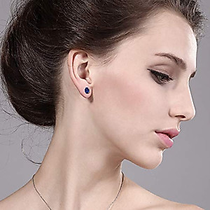 Gem Stone King 10K White Gold Gemstone Birthstone Earrings | Oval 6X4MM Stud Earrings | White Gold Earrings for Women
