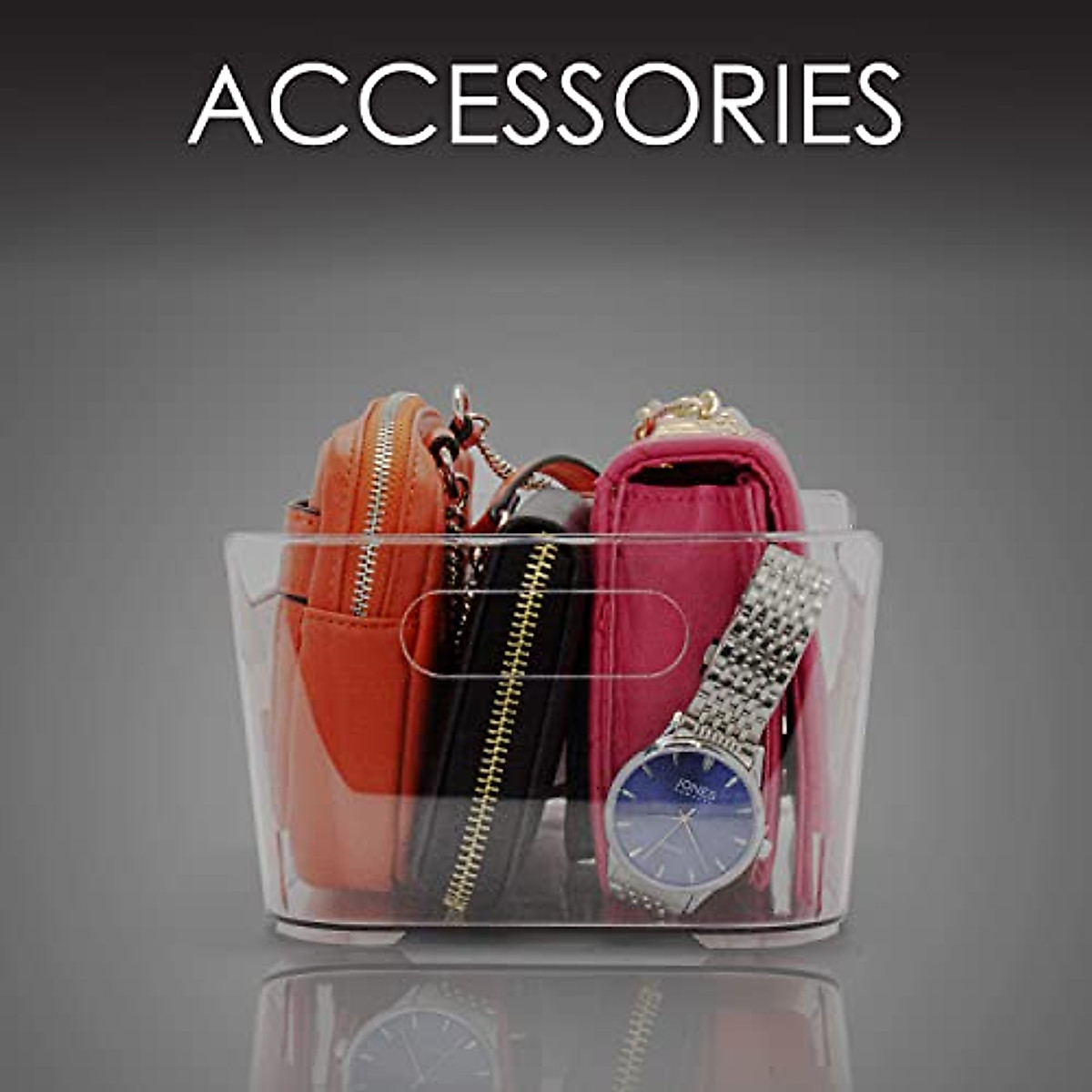 Brookstone BKH6253, Large Clear Plastic Storage Bin, Closet and Accessories Organizer, Kitchen/Pantry/Refrigerator & Freezer Food Container, Under Sink Cleaning Supplies Basket [BPA Free], Acrylic