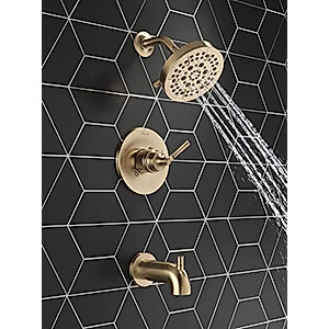Delta Faucet Saylor 14 Series Gold Tub and Shower Faucet Combo, Bathtub and Shower Trim System, Shower Trim Kit, Bathtub Faucet Set, Shower Tub Faucet, Champagne Bronze T14435-CZ (Valve Not Included)