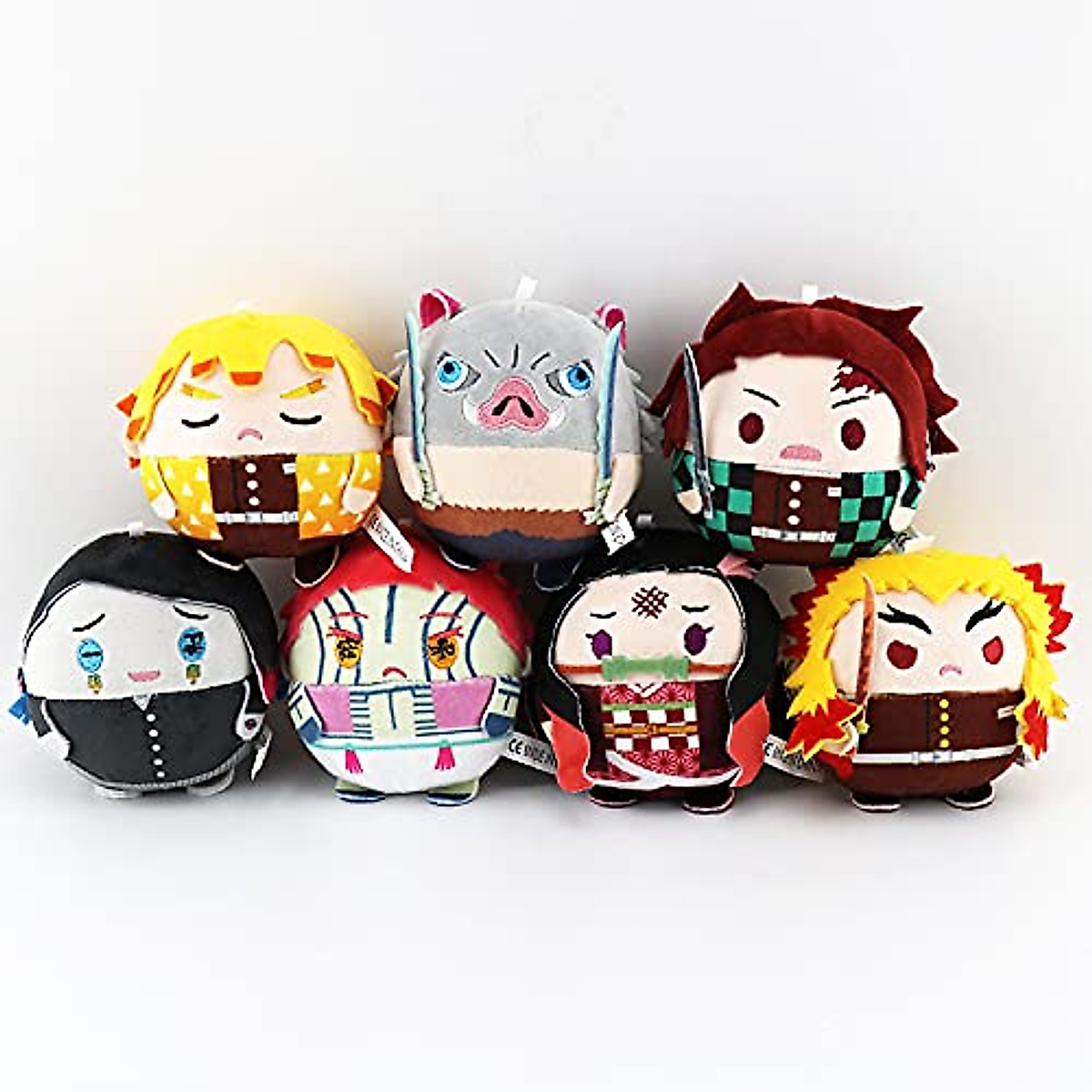 ZIFUNMUR Anime Plush Doll Toy Tanjirou Nezuko Stuffed Plushie Figures Keychain Decoration Kids Gifts Halloween Cosplay Props (Hashibira Inosuke, 10cm /3.94inch)
