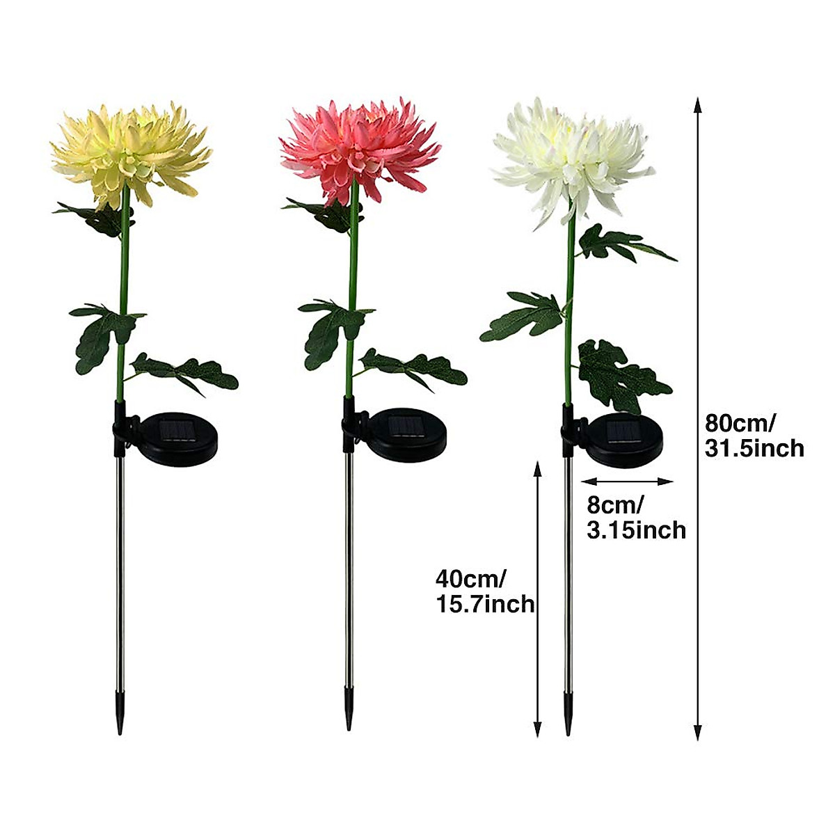 Outdoor Solar Garden Stake Lights, Chrysanthemum Decor Solar Pathway Lights LED Solar Garden Lights, Waterproof Stake Light for Garden Patio Yard Pathway Decor