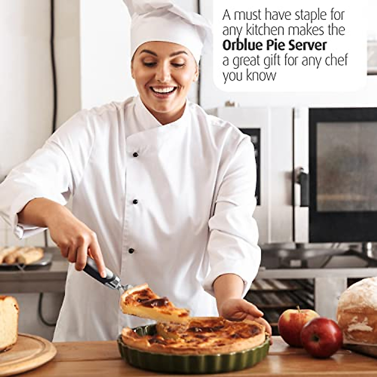 Orblue Pie Server, Essential Kitchen Tool, Serrated on Both Sides, Great for Right or Left Handed Chef, Stainless Steel Flatware, Cake Cutter