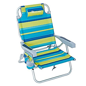 MOON LENCE Folding Beach Chair with 5 Positions High Recliner Chair Lightweight Portable Folding Chair with Towel bar for Camp,Outdoor,Travel