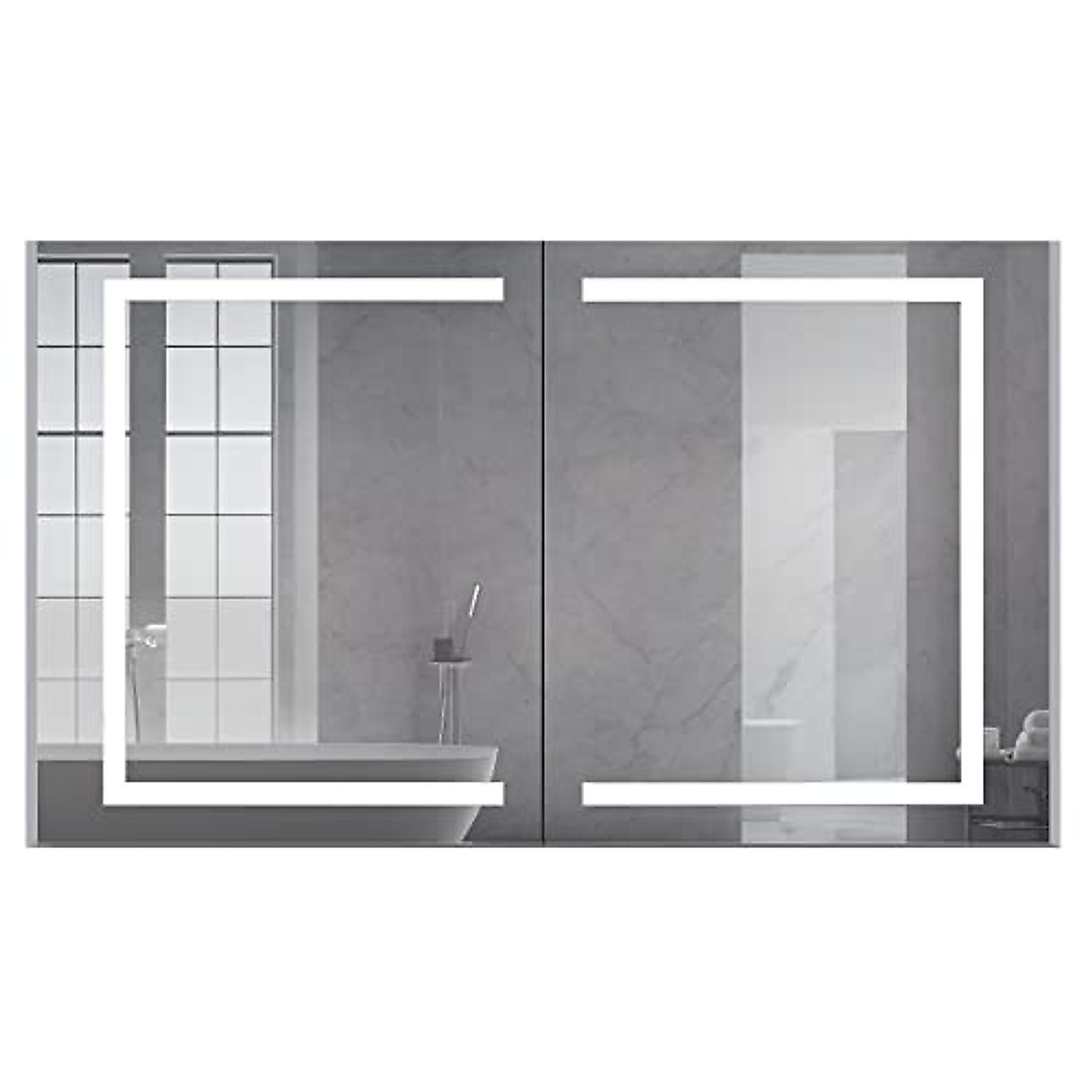 LEDMyplace 48 X 28 Inch LED Lighting Medicine Cabinet Double Sided Mirror On/Off Switch ETL RoHS Listed 90+ CRI Surface Mount LED Mirror Medicine Cabinet with Lights Benign Style