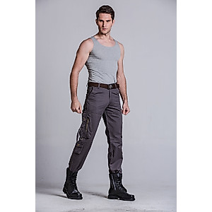 Keybur Men's Cotton Casual Military Army Cargo Camo Combat Work Pants (36, Gray)