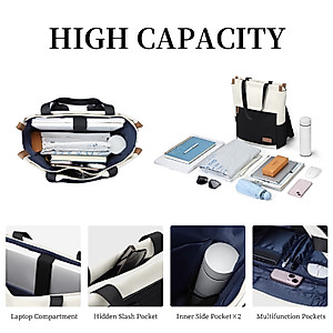 GOLF SUPAGS Convertible Tote Backpack Wide Top Open Computer Backpacks Water Resistant Travel Work Casual Daypack College School Bookbag Fits 15.6 Inch Notebook (Black & White)