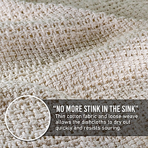 Country Cottons Old Fashion 100% Cotton Dishcloths - Set of 4 Mixed Colors - 4 Natural -11" x 11"