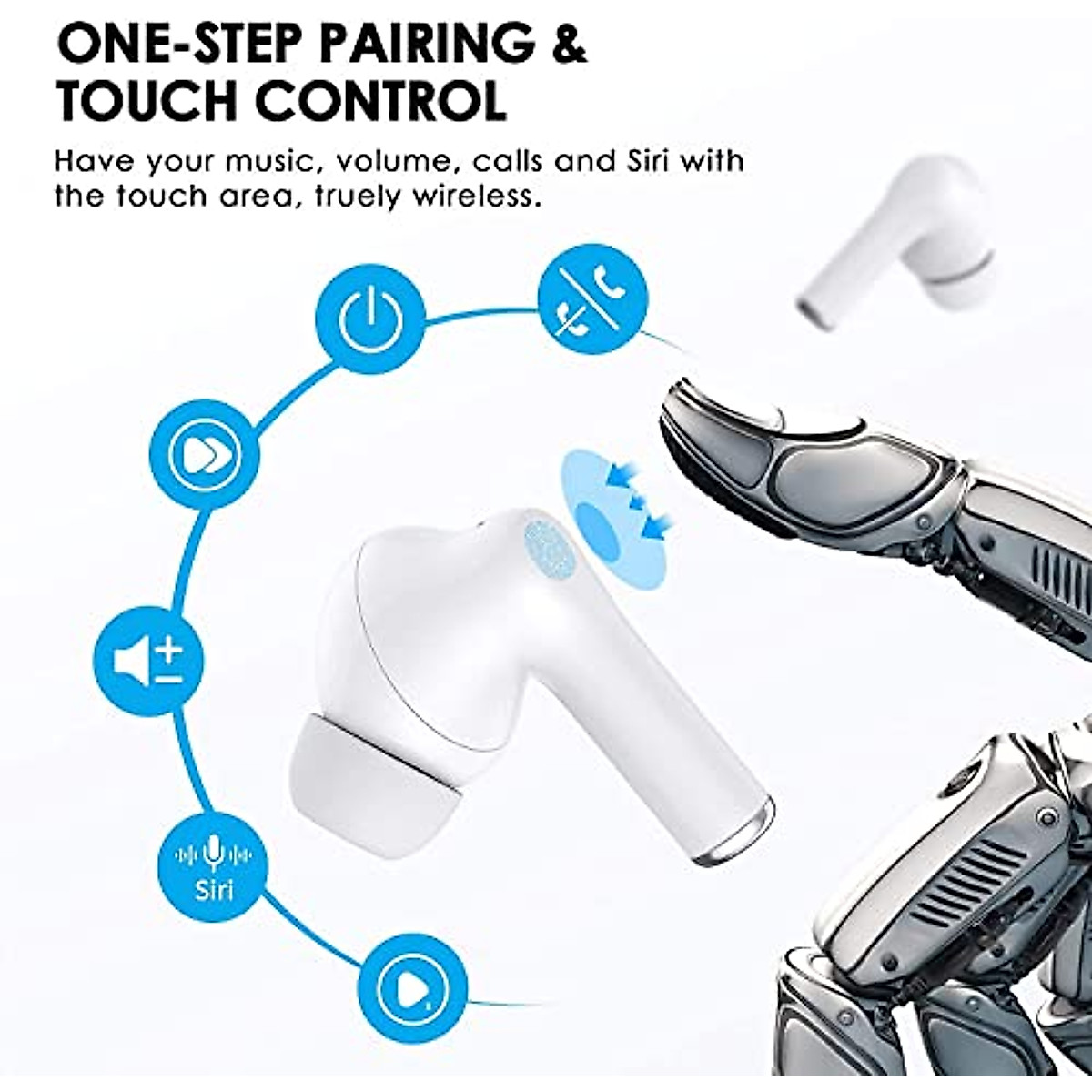 Wireless Headphones, Noise Canceling Bluetooth Sports Bluetooth Headphones with Mini Charging Case and Built-in Microphon,for iPhone Android