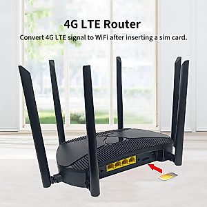Wiflyer AX1800 4G LTE Router WiFi 6 (Z2101AX-PCIE-E), Dual Band Gigabit Wireless Router, Speed Up to 1800mbps, Cellular Router with SIM Card Slot Unlocked