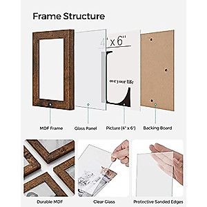 SONGMICS 4x6 Collage Picture Frames, Multi Picture Rustic Photo Frame Set with Glass Front for Wall Décor, Assembly Required (12-Pack)