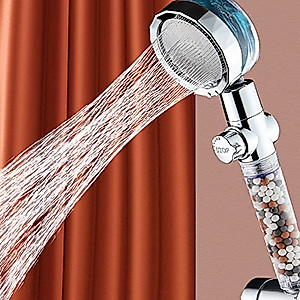 2022 High Pressure Filter Shower Head with Handheld, Hydro Jet Turbo Fan Shower Head with Mineral Beads, 360°Rotating Turbocharged Shower Head with Pause Switch, Removable and Easy to Install
