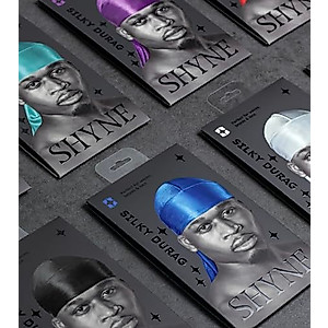 Shyne Silky Durag - Black | Perfect for Waves, Braids & Locs | Premium Silk Du Rags for Men & Women | Wide & Long Tail | Ultra-Soft & Wrinkle Free Satin | Black Owned Business
