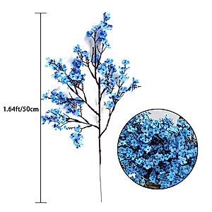 6Pcs Baby Breath Flowers Faux Artificial Gypsophila Bouquet Fake Silk Flower Real Touch Flower for Wedding Party Decoration Bouquets Real Touch DIY Home Garden (Blue)