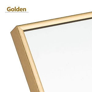 self Full Length Floor Mirror 43"x16" Large Rectangle Wall Mirror Hanging or Leaning Against Wall for Bedroom, Dressing and Wall-Mounted Thin Frame Mirror - Gold, 43" x 16" (USAM004)
